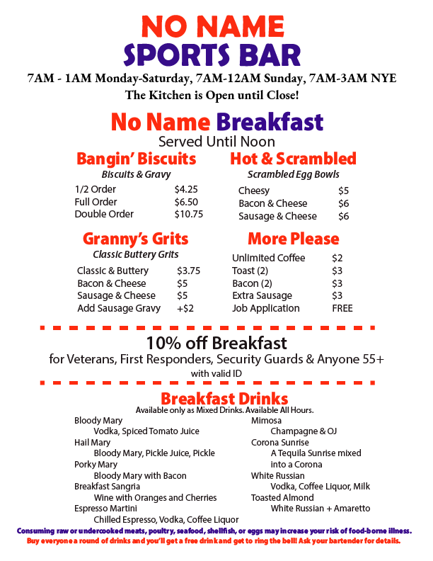 No Name Sports Bar | Your Local Hometown Bar