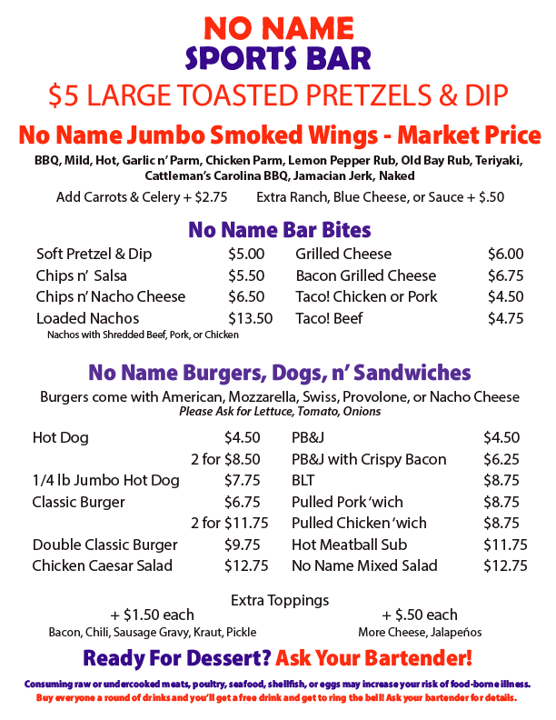 No Name Sports Bar | Your Local Hometown Bar